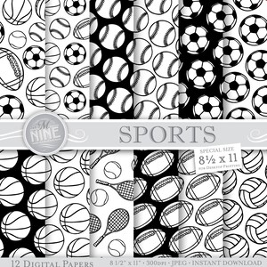 SPORTS Digital Paper Printables Digital Downloads Sports Theme Patterns ...