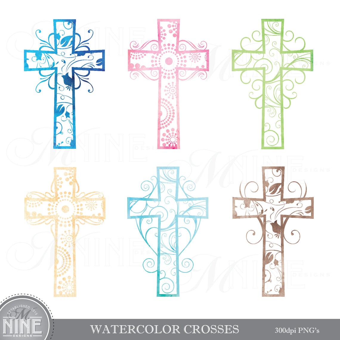 Watercolor CROSS Clip Art / Pattern Crosses Watercolor Clipart - Etsy UK