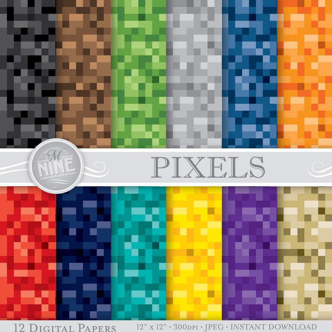 PIXELS Digital Paper / Pixellated Printables / Pixel Patterns Download ...
