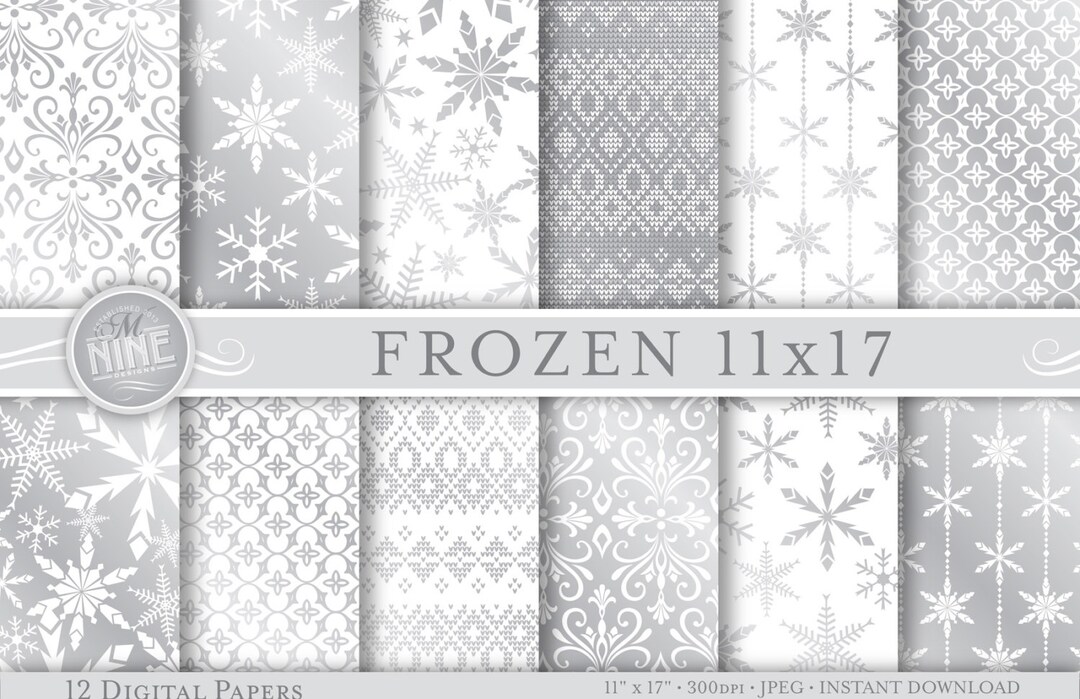FROZEN Digital Paper: SILVER Pattern Prints, Instant Download, 11 X 17 ...