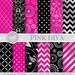 PINK DIVA Digital Paper / Hot Pink Silver and Black Patterns / Pattern ...