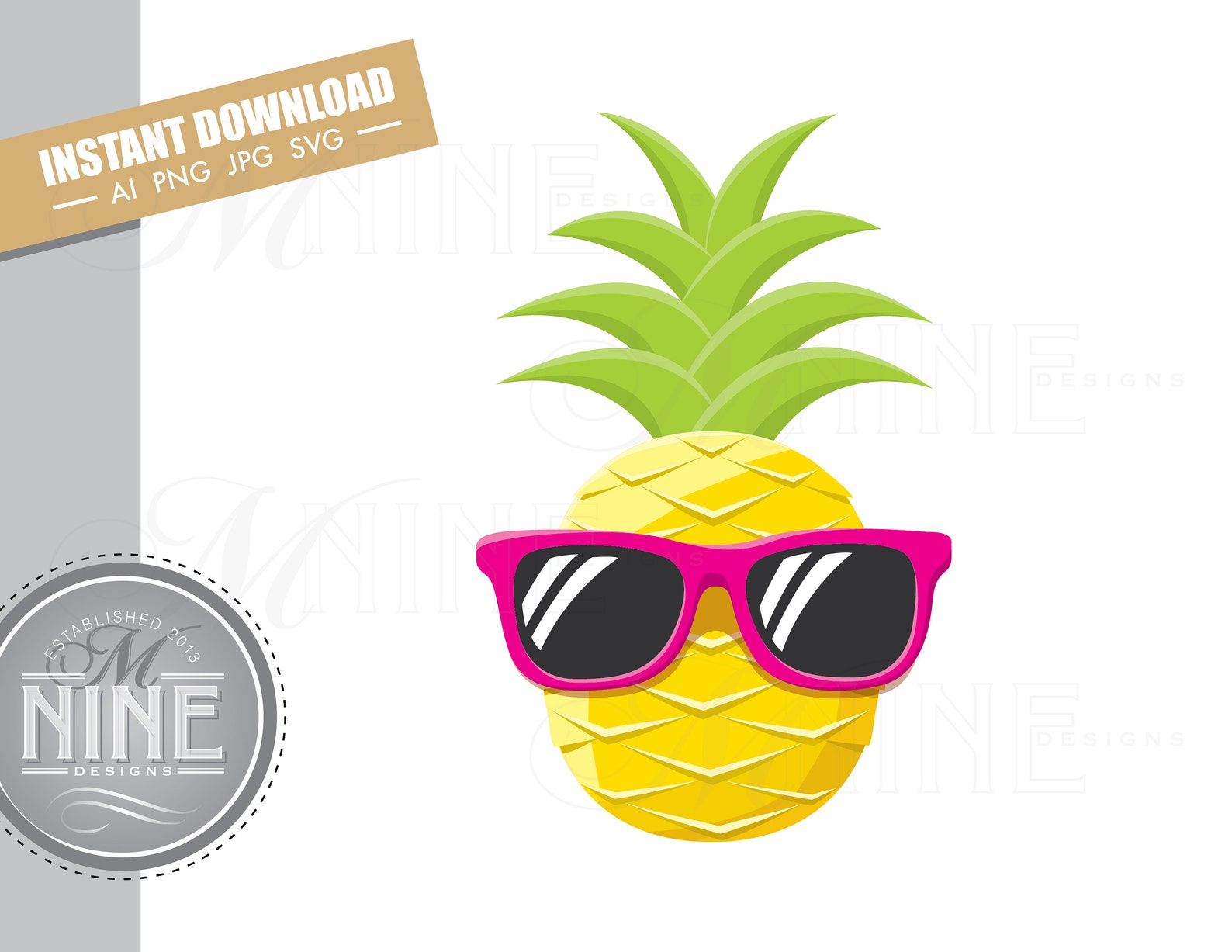 Pineapple Sunglasses Clip Art Downloads Vector Pineapple - Etsy