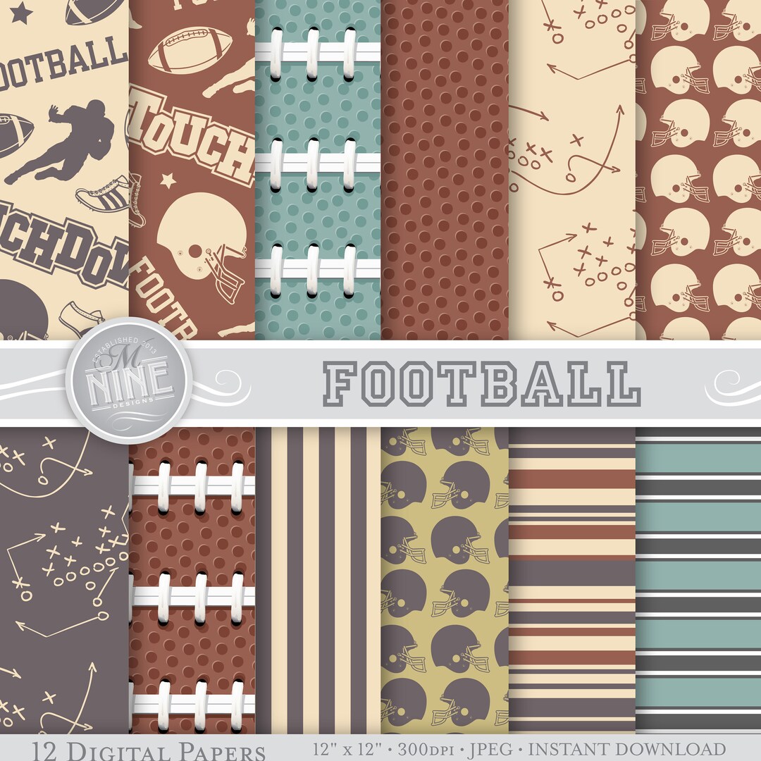 Seamless Football Digital Paper Vintage Football Digital Paper ...