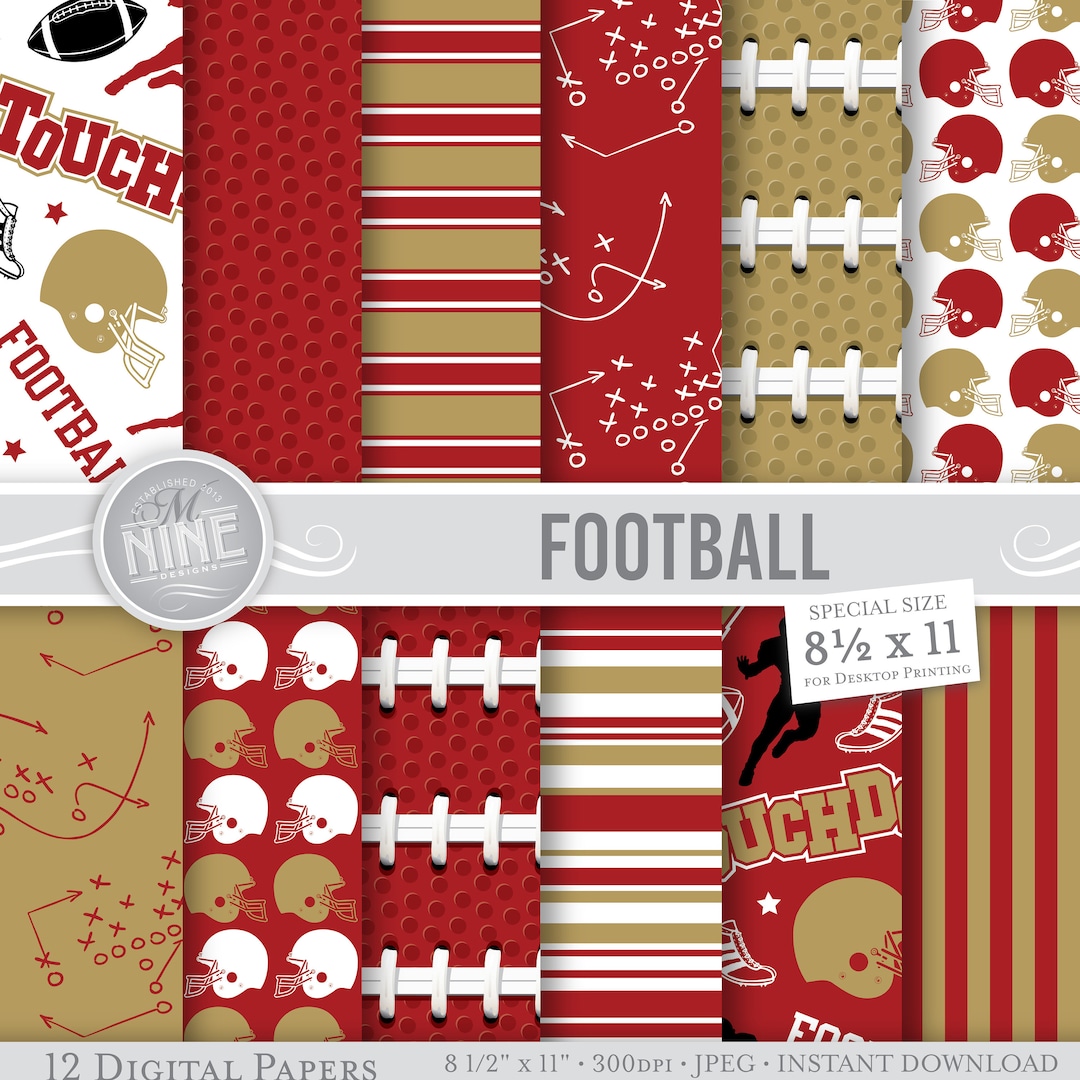 Football Digital Paper 8 1/2 X 11 Printable Football Patterns Download ...
