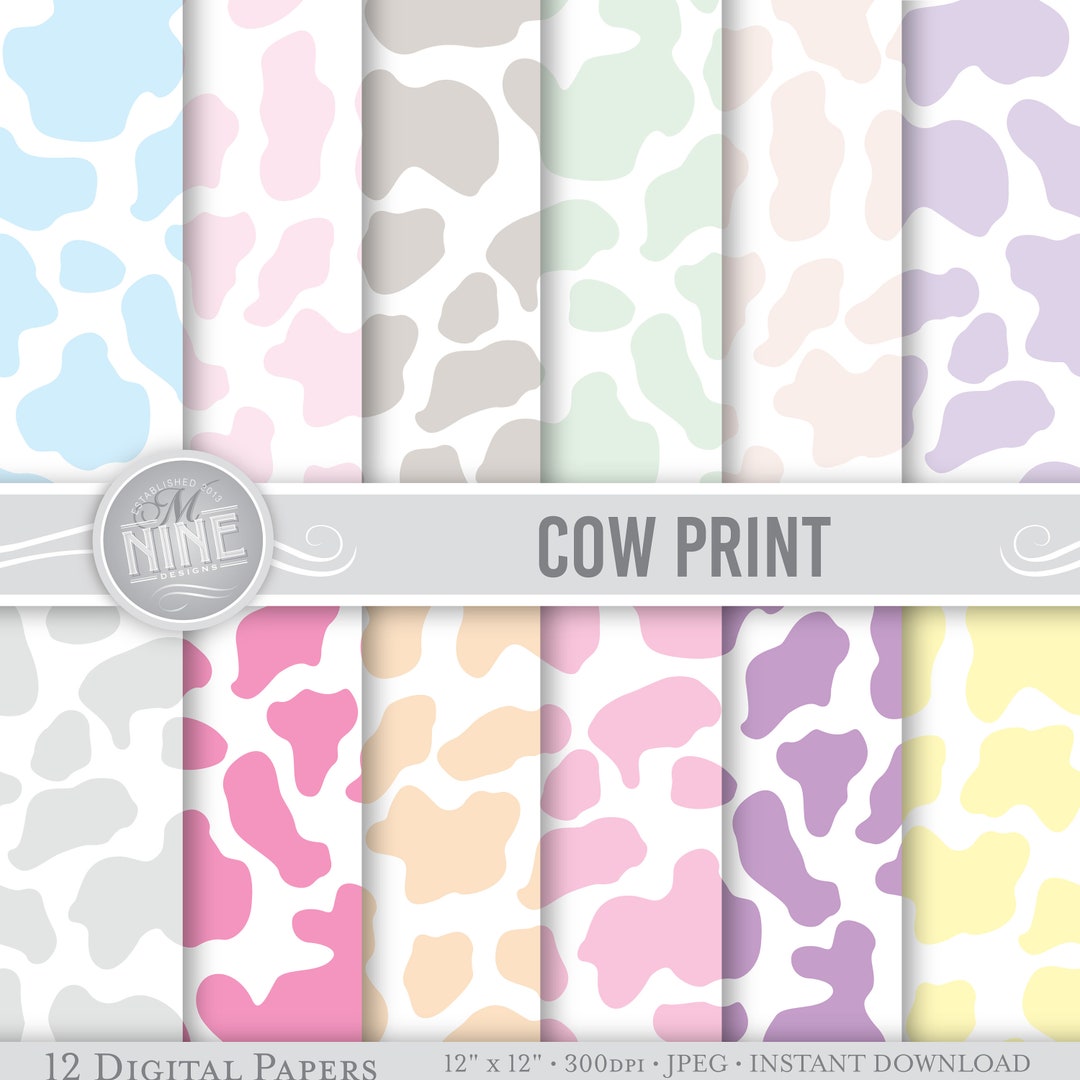 Seamless Cow Print Digital Paper Pastel Cow Print Digital Paper ...