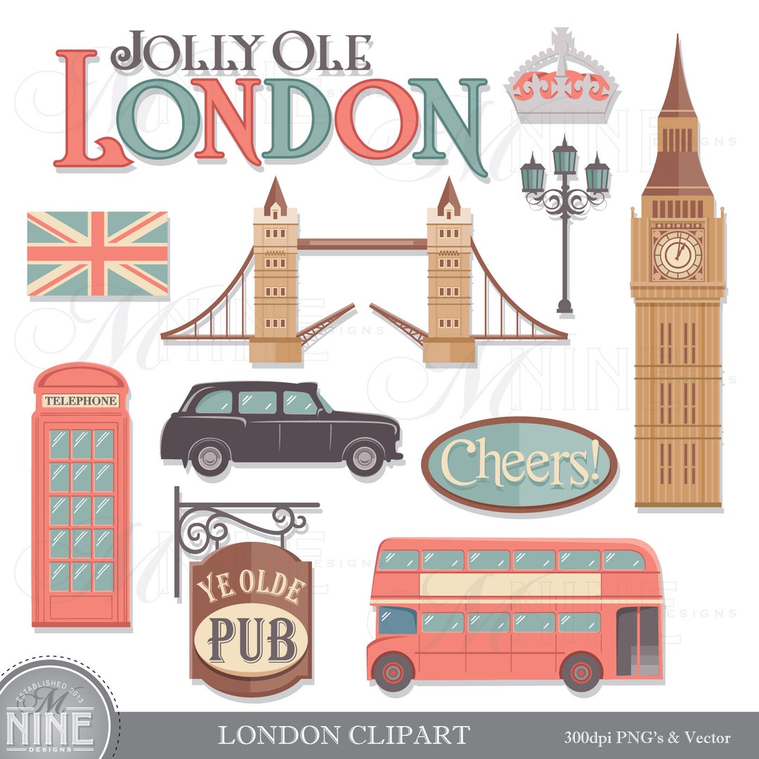 Vintage LONDON Clip Art / London Theme Clipart Download / - Etsy Canada