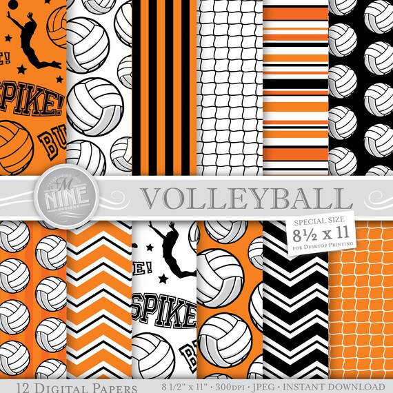 VOLLEYBALL Digital Paper / Volleyball Party Printables / 8 1/2 | Etsy
