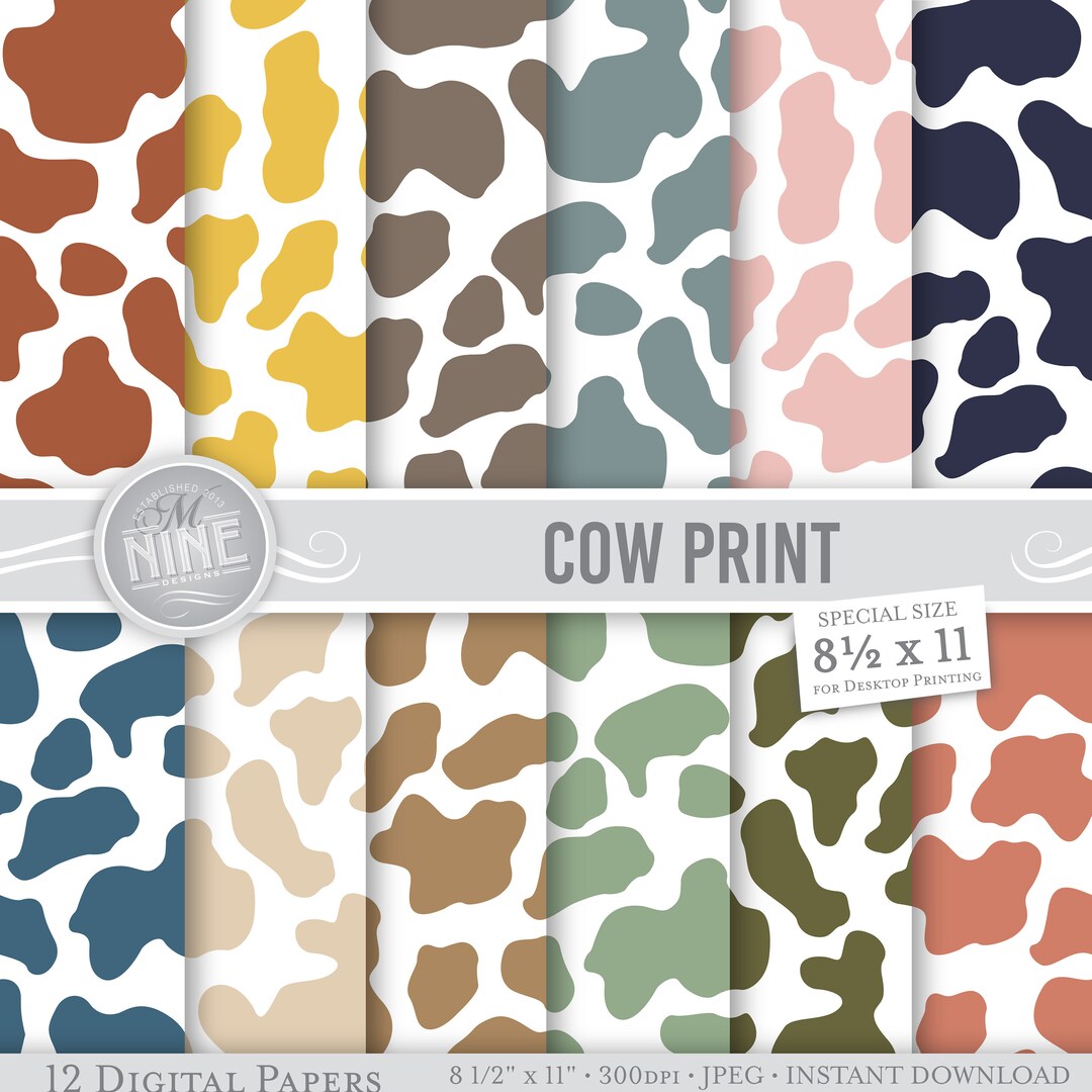 Cow Print Digital Paper 8 1/2 X 11 Cow Print Digital Paper - Etsy