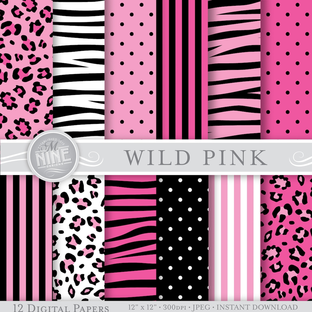 WILD PINK Digital Paper, Seamless Pattern Prints, Pink Patterns ...