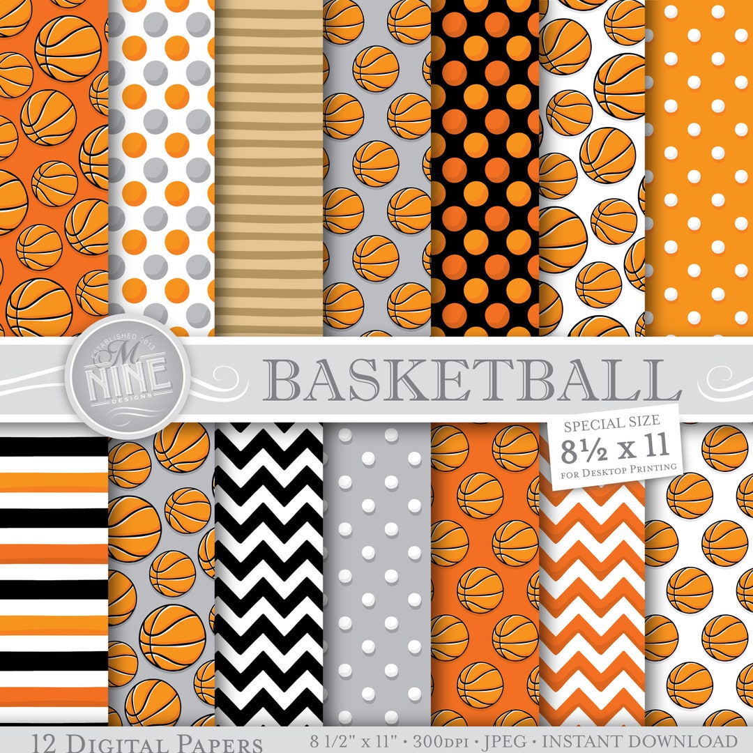 BASKETBALL Digital Paper Sports Printables Digital Downloads Basketball ...