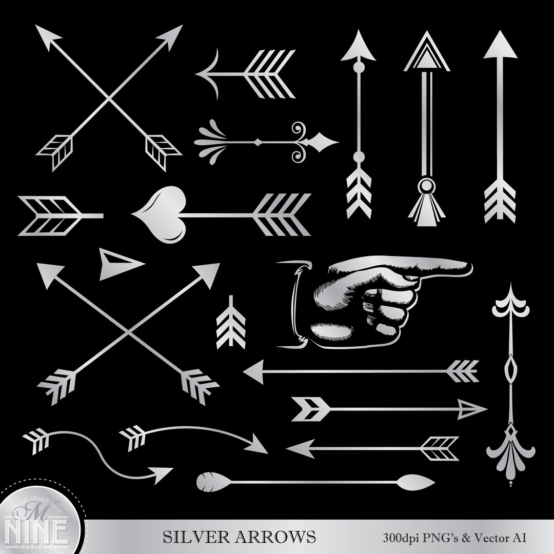 Silver ARROWS Clipart Silver Vector Arrows Clip Art Silver Arrow ...