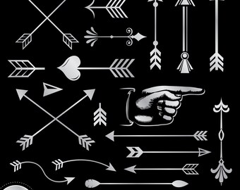 Silver ARROWS Clipart Silver Vector Arrows Clip Art Silver - Etsy