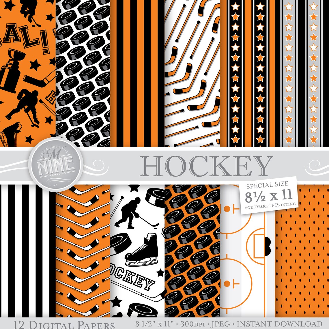 HOCKEY Digital Paper / Hockey Party Printables / 8 1/2 X 11 - Etsy
