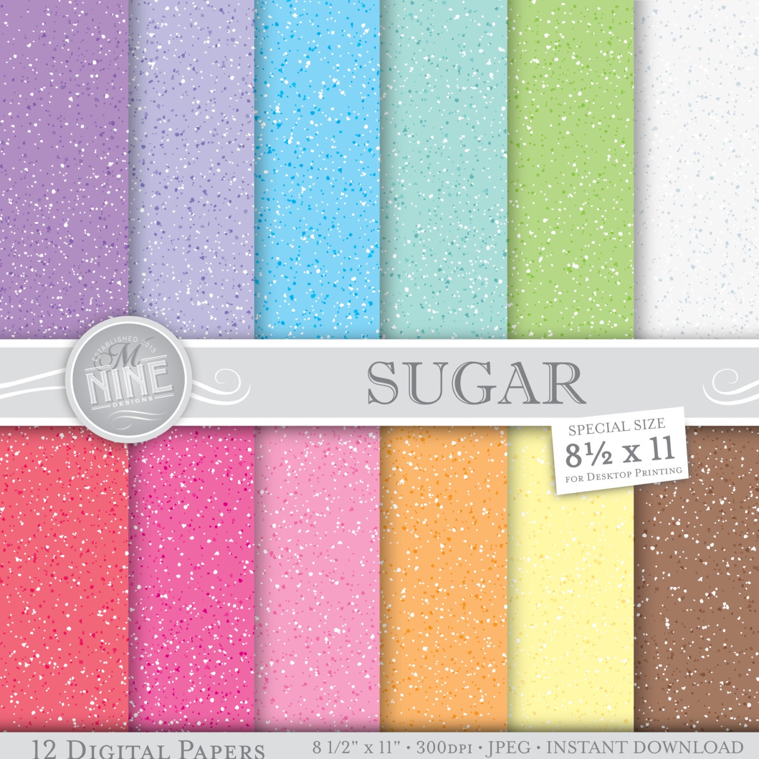 SUGAR PRINT 8 1/2 x 11 Digital Paper Pack Pattern | Etsy