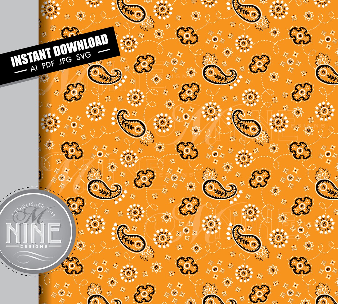 Orange Bandana Pattern Orange Seamless Bandana Svg Pdf Jpg Vector AI ...