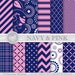 NAVY BLUE PINK Digital Paper: Navy Pink Printable Pattern Print, Navy ...