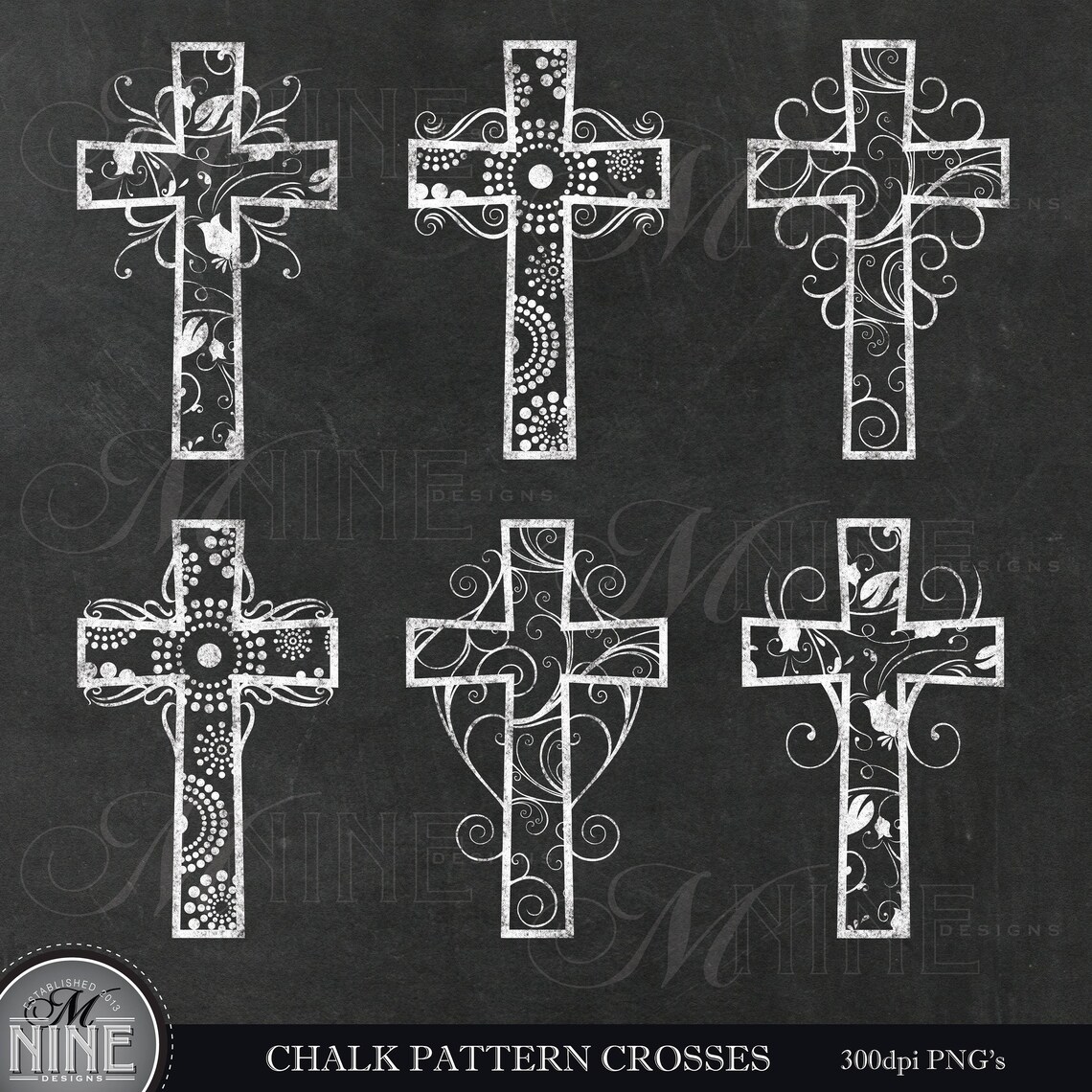 Chalk CROSS Clip Art / Pattern Crosses Chalkboard Clipart / | Etsy