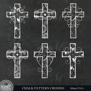 Chalk CROSS Clip Art / Pattern Crosses Chalkboard Clipart / Christian ...