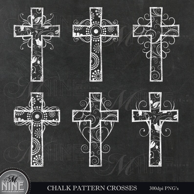 Chalk CROSS Clip Art / Pattern Crosses Chalkboard Clipart / - Etsy