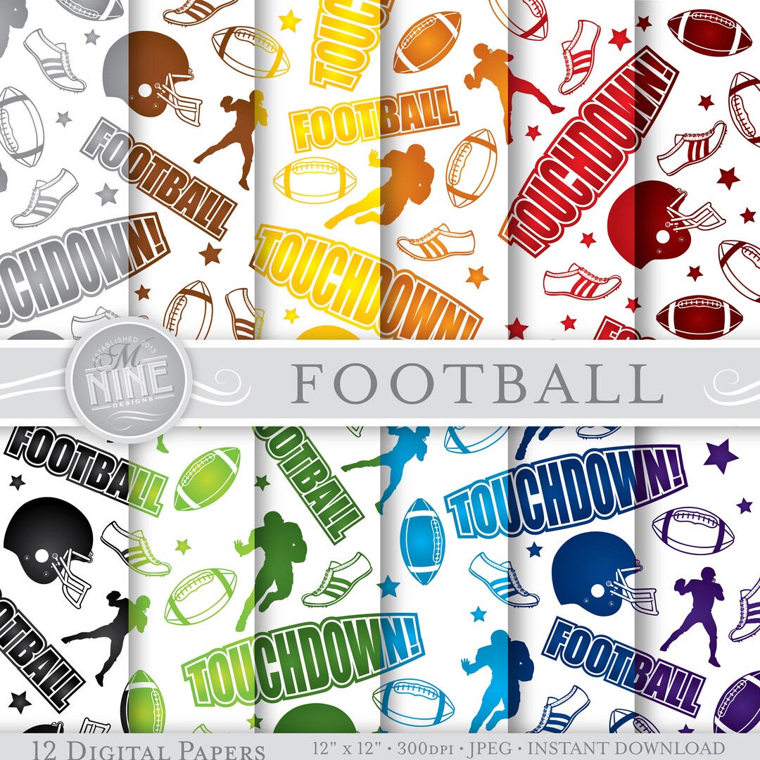 FOOTBALL PRINT Digital Paper / FOOTBALL Printables / Sports Patterns ...