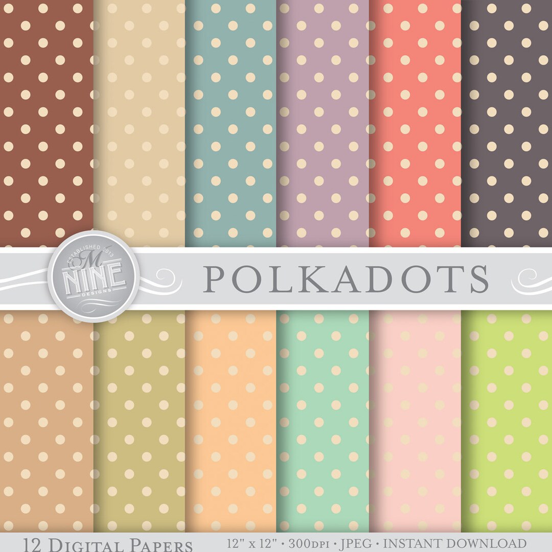 Polkadot Digital Paper: VINTAGE POLKADOTS Printable Pattern Print ...