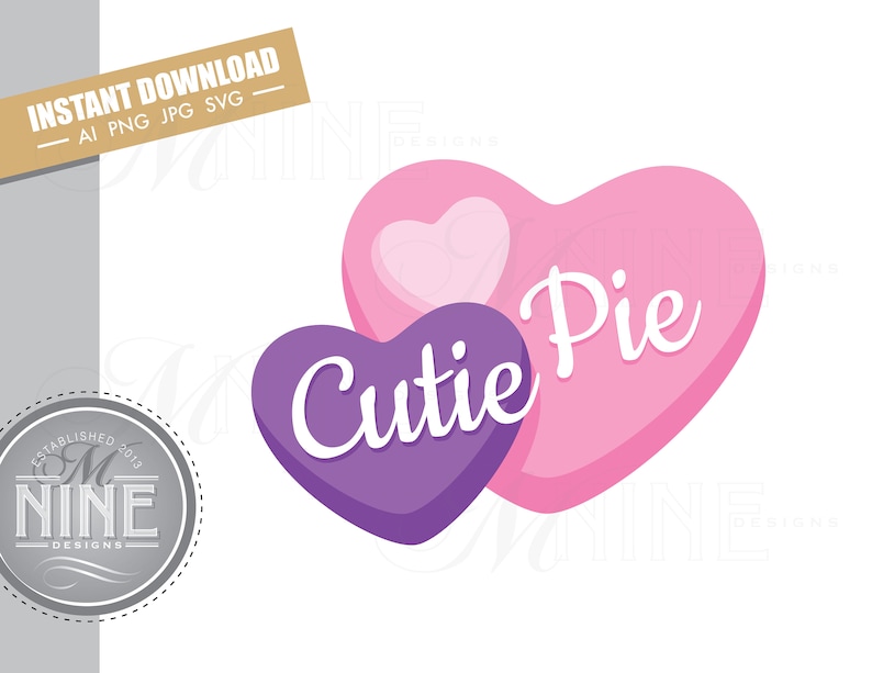 Cutie Pie Heart Clip Art Downloads Vector Cutie Pie Hearts - Etsy