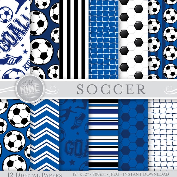 SOCCER Digital Paper / Blue Soccer Printables / Soccer | Etsy