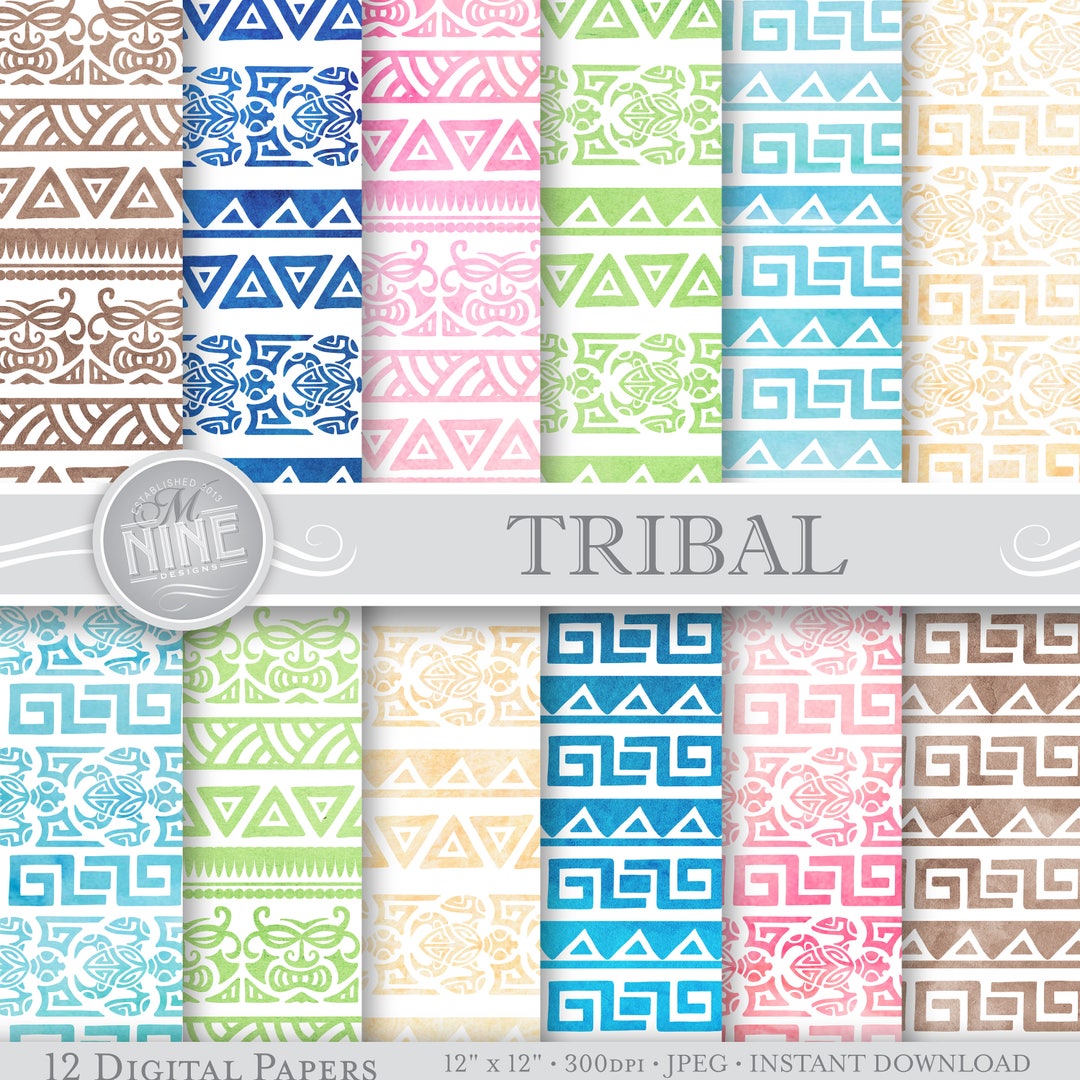 Watercolor TRIBAL Digital Paper / Moana Party / Watercolor - Etsy