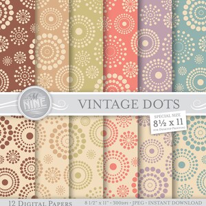 VINTAGE DOTS Pattern Digital Paper Pack Pattern Prints, Instant ...