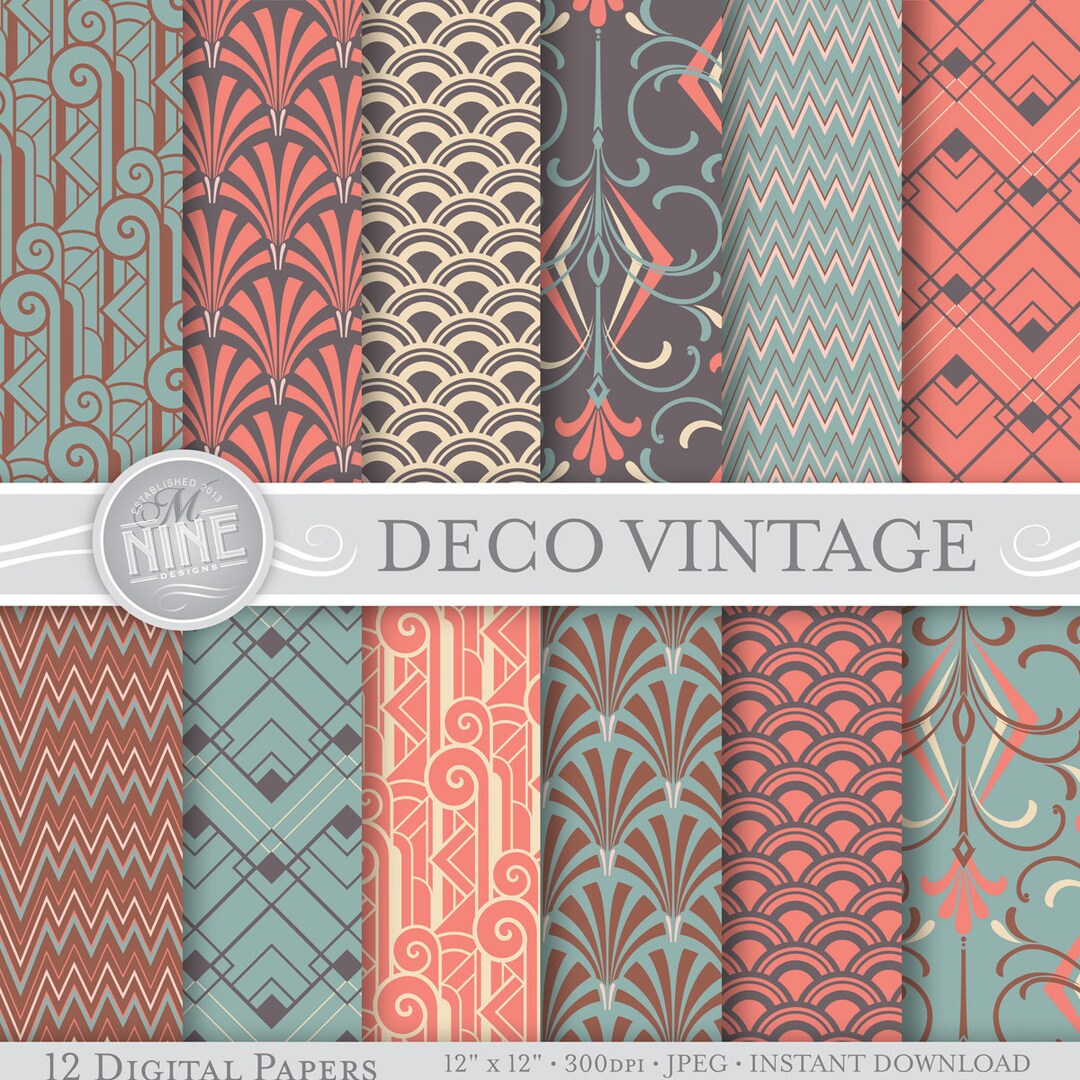 ART DECO Digital Paper Jpg Svg Contemporary Art Deco Patterns Instant ...