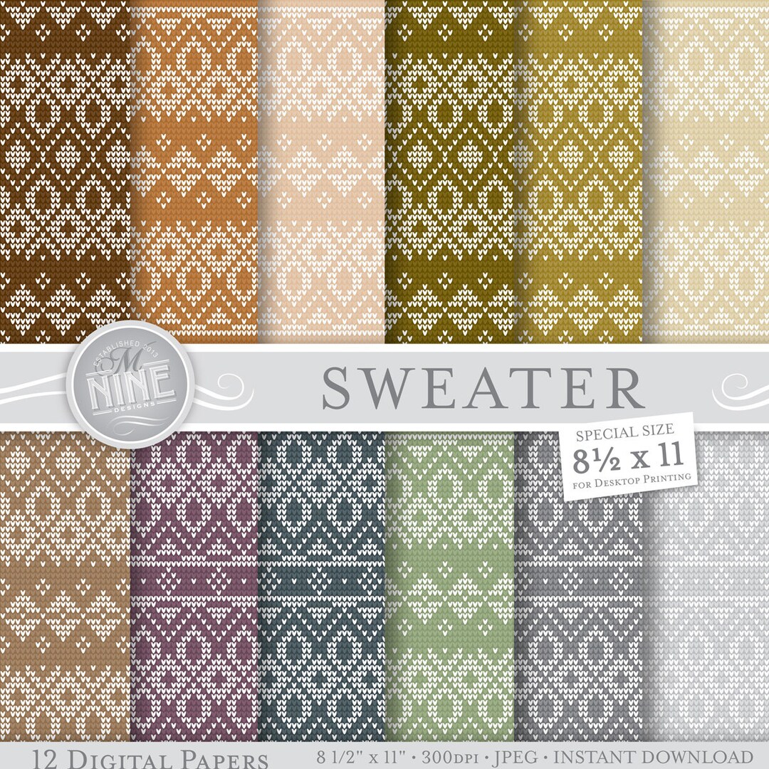 Neutral KNIT SWEATER Prints Digital Paper Pattern Prints, Instant ...