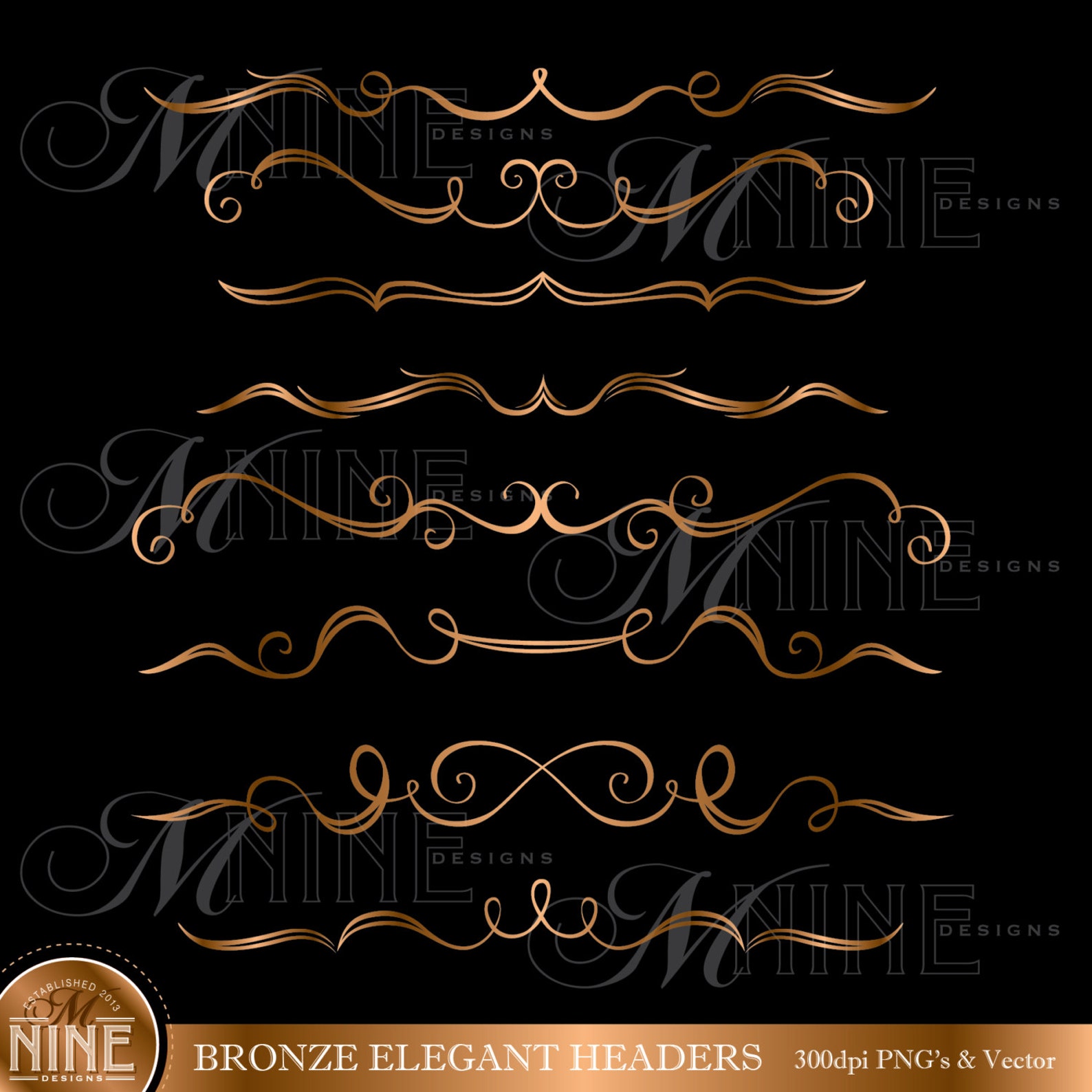 BRONZE ELEGANT HEADERS Clip Art Vintage Header Clipart Borders - Etsy