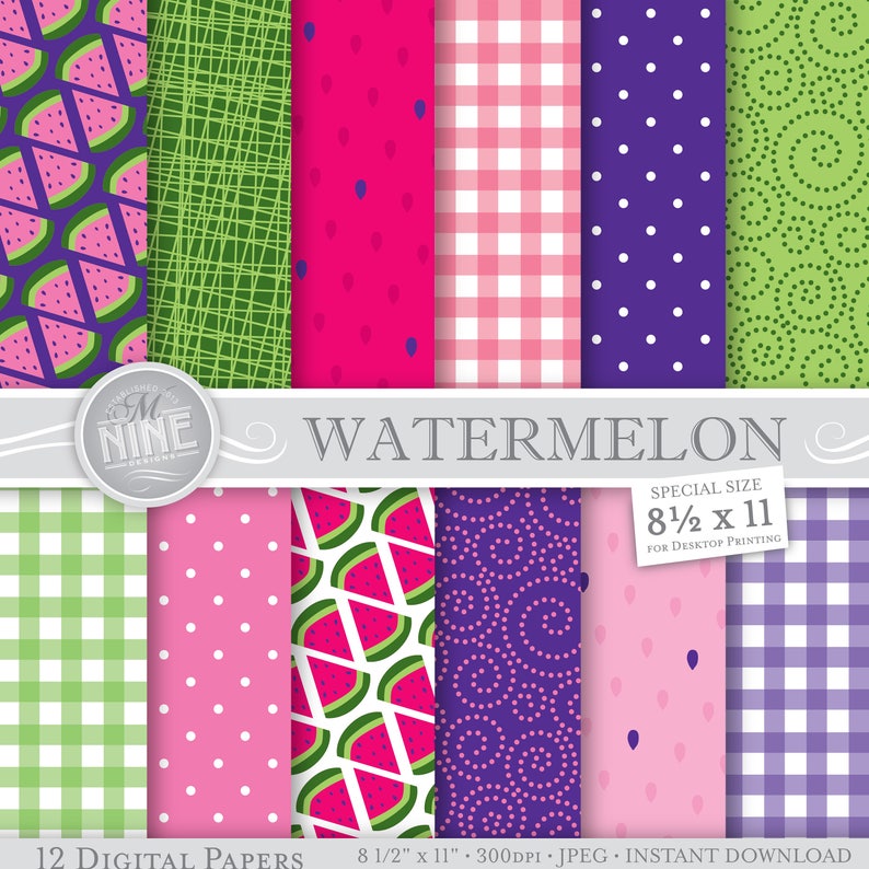 WATERMELON Party / Printable Watermelon Digital Paper / 8 | Etsy