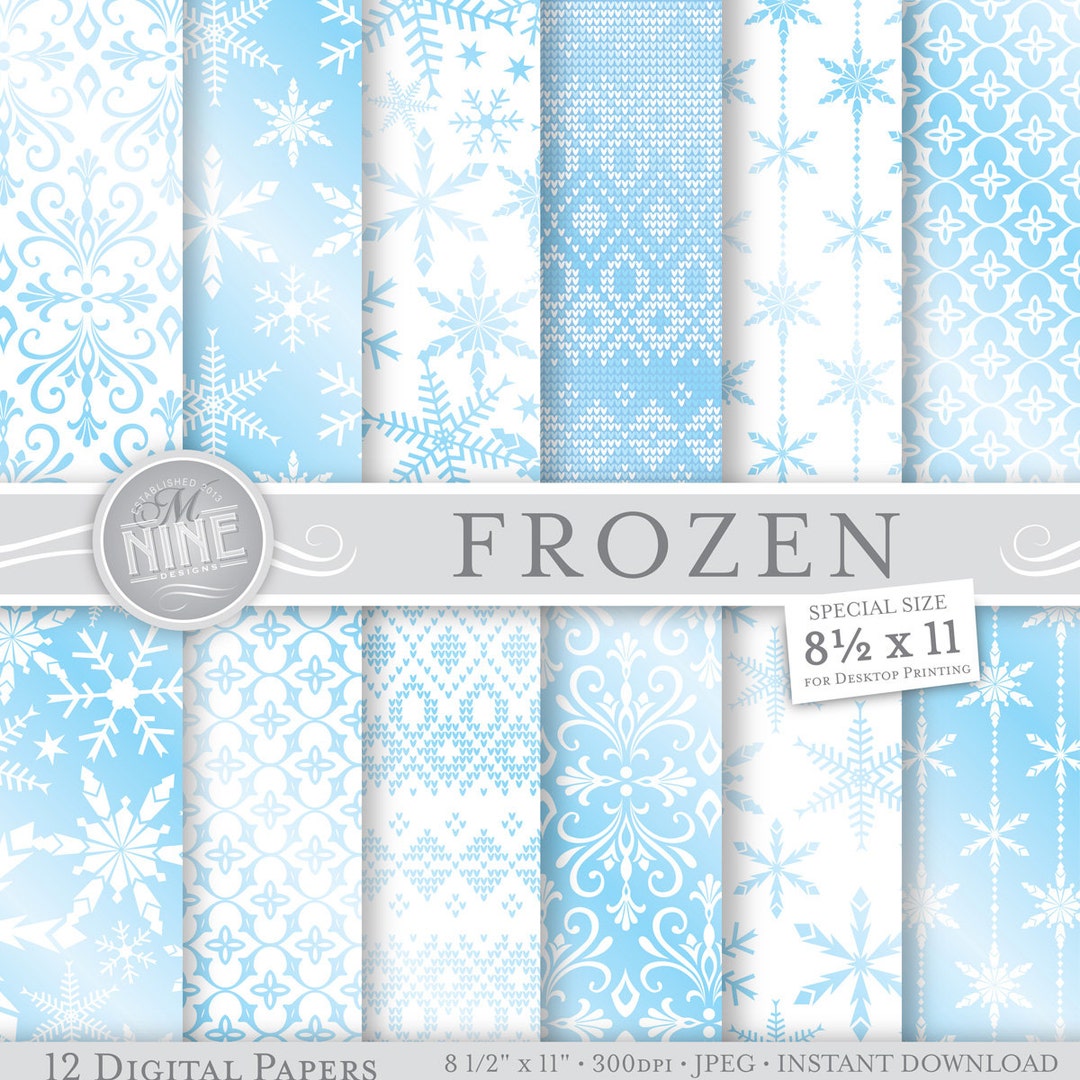 FROZEN Digital Paper Pattern Prints frozen Blue, Instant Download, 8 1/ ...
