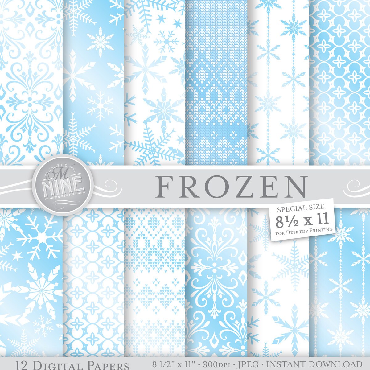 FROZEN Digital Paper Pattern Prints frozen Blue - Etsy