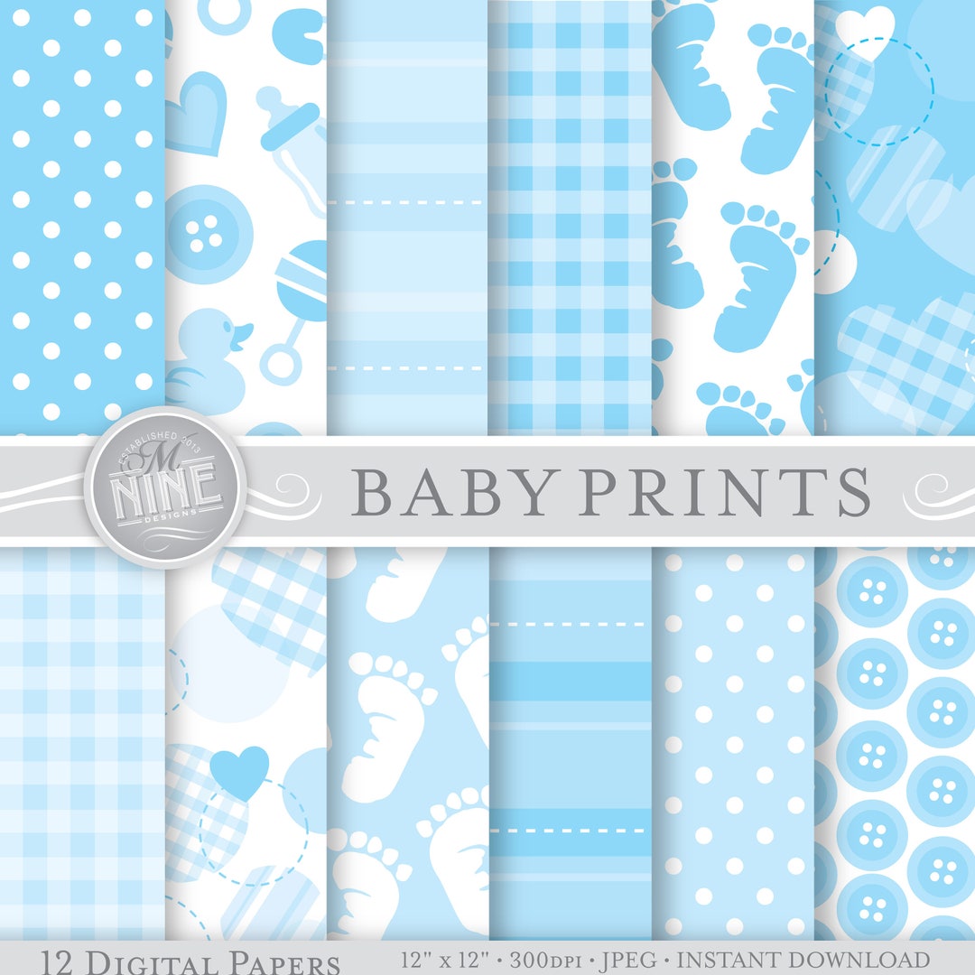 Blue Baby Digital Paper / BLUE BABY Patterns / Baby Theme Downloads ...