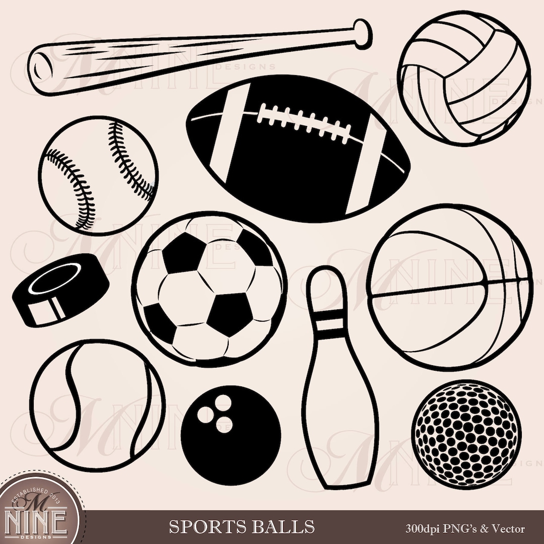 Sports Balls Clip Art Bundle, Sports Clipart Download, Football ...