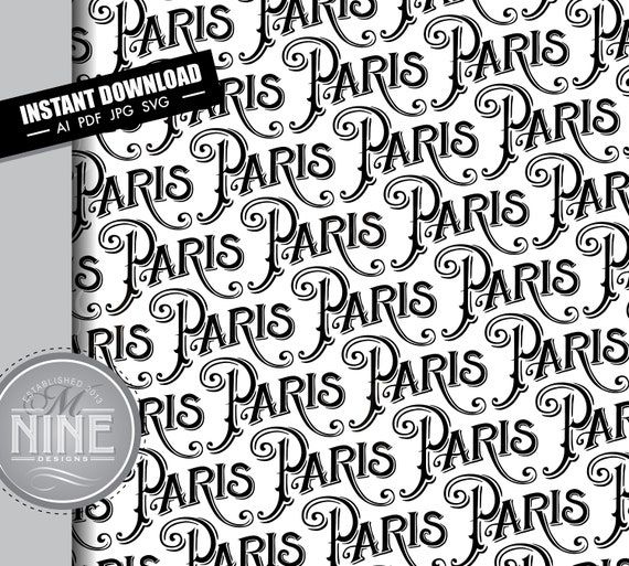 Paris Print Pattern Paris Svg Pdf Jpg Vector AI Download | Etsy