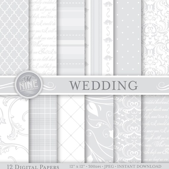 Wedding Digital Paper: WHITE WEDDING Printable Pattern Prints - Etsy