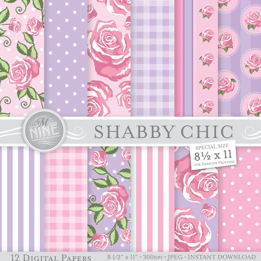 SHABBY CHIC Digital Paper / Pink and Purple Shabby Chic - Etsy