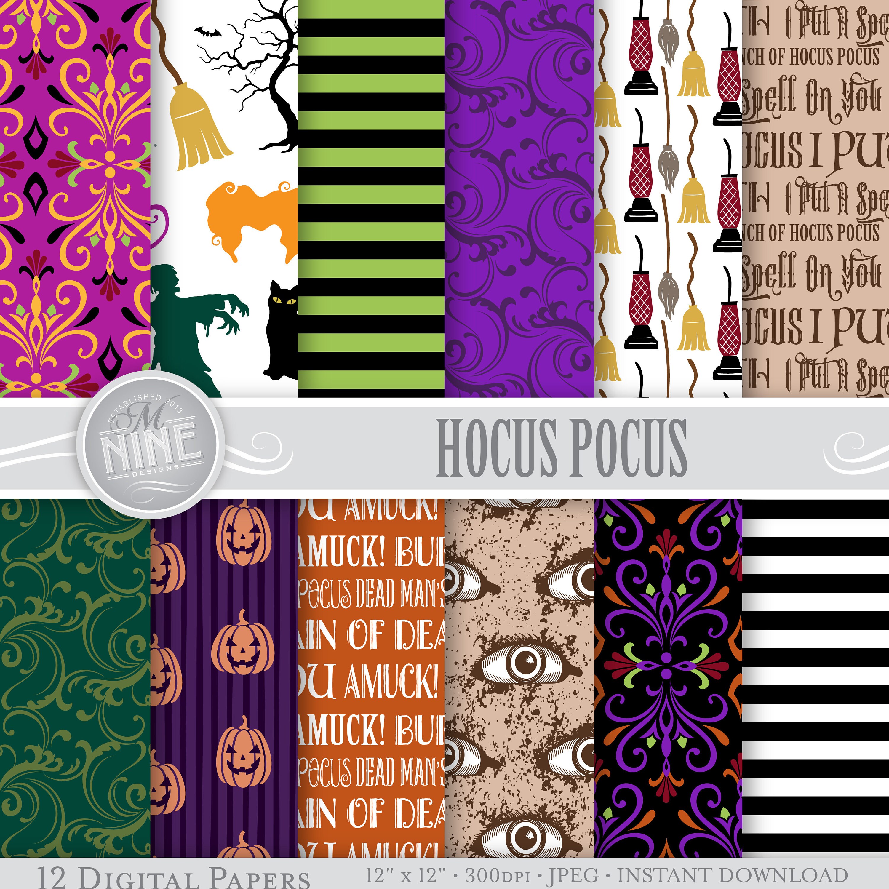 Hocus Pocus Digital Paper Seamless Hocus Pocus Pattern - Etsy Canada
