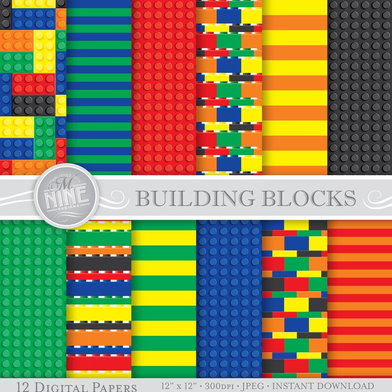 BUILDING BLOCKS Digital Paper / Building Bricks Patterns / | Etsy