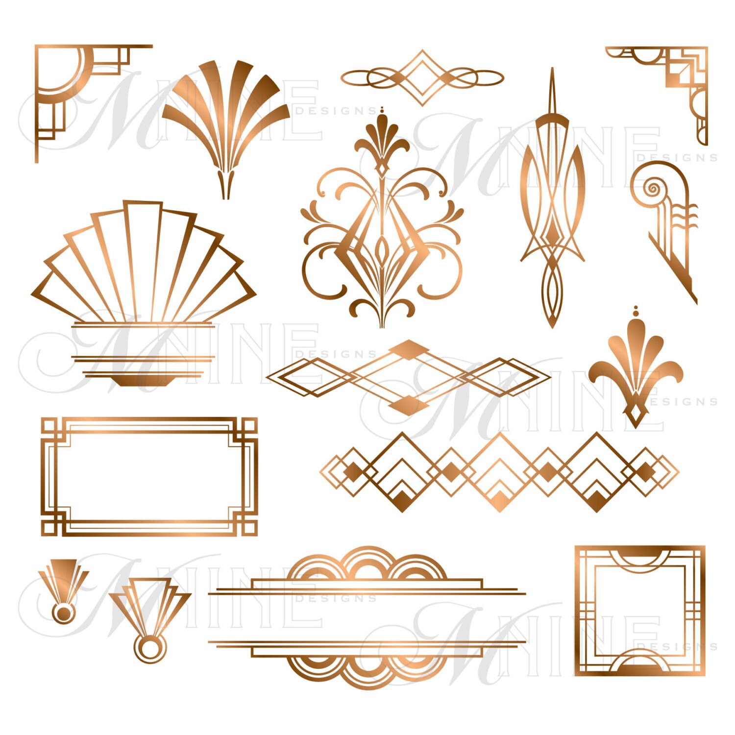 Bronze ART DECO Accents Clipart: Design Elements Instant - Etsy