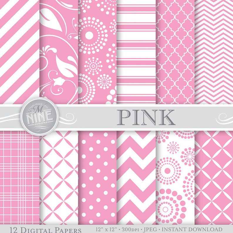 PINK Digital Paper / Printable Patterns / Seamless Patterns - Etsy Denmark