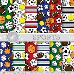 SPORTS Digital Paper Printables Digital Downloads Sports Theme Patterns ...