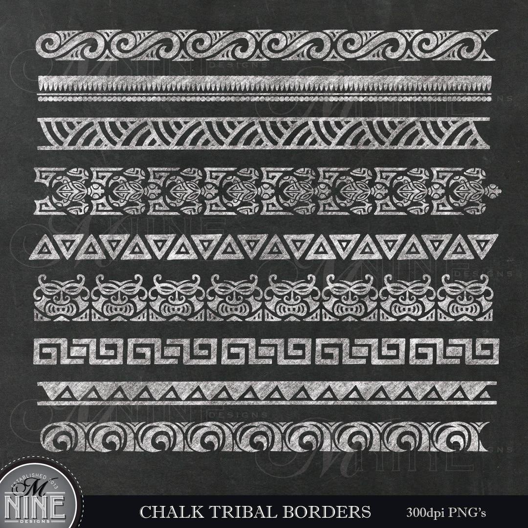CHALK TRIBAL BORDERS Clipart / Chalk Polynesian Clipart Borders / Moana ...