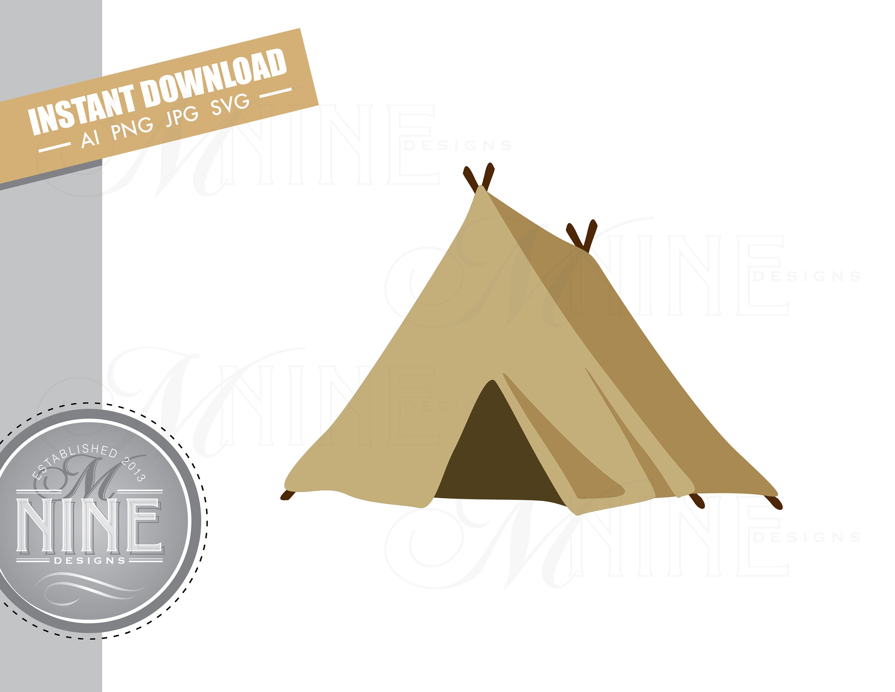 Tent Clip Art Downloads Vector Tent Ai Png Jpg Svg Pdf | Etsy