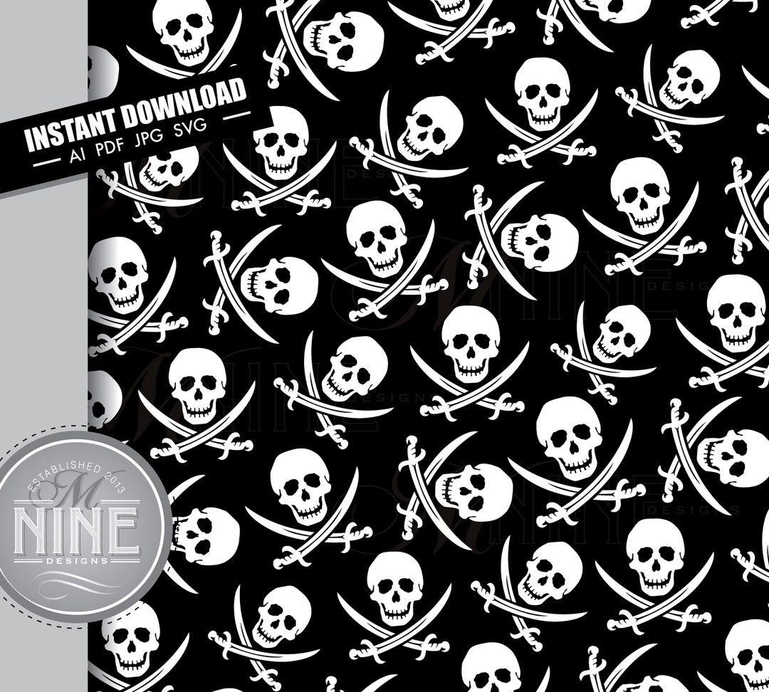 Pirate Skulls Pattern Digital Paper Pirate Skulls Svg Cut File Pdf Jpg ...