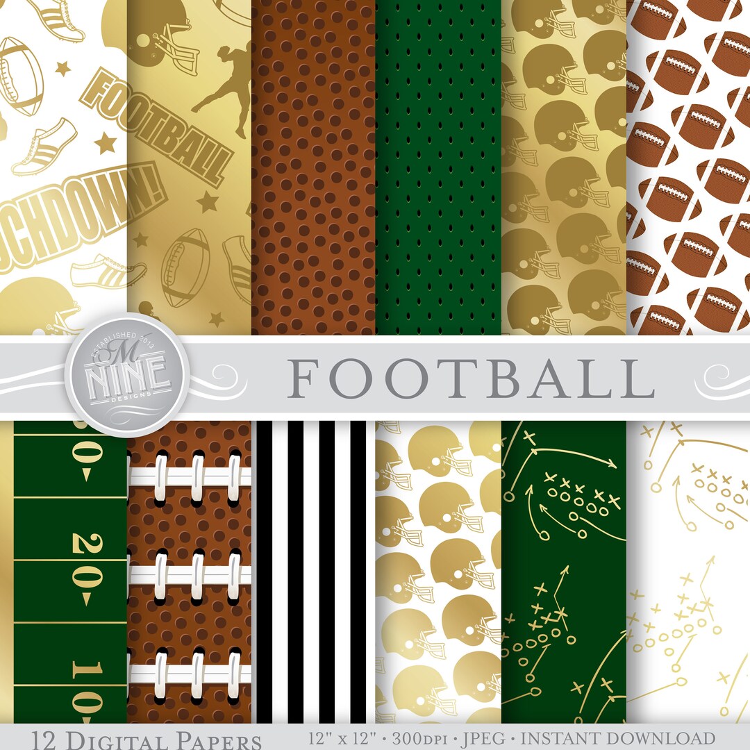 Football Digital Paper Bundle, Football Party Printable Decorations ...