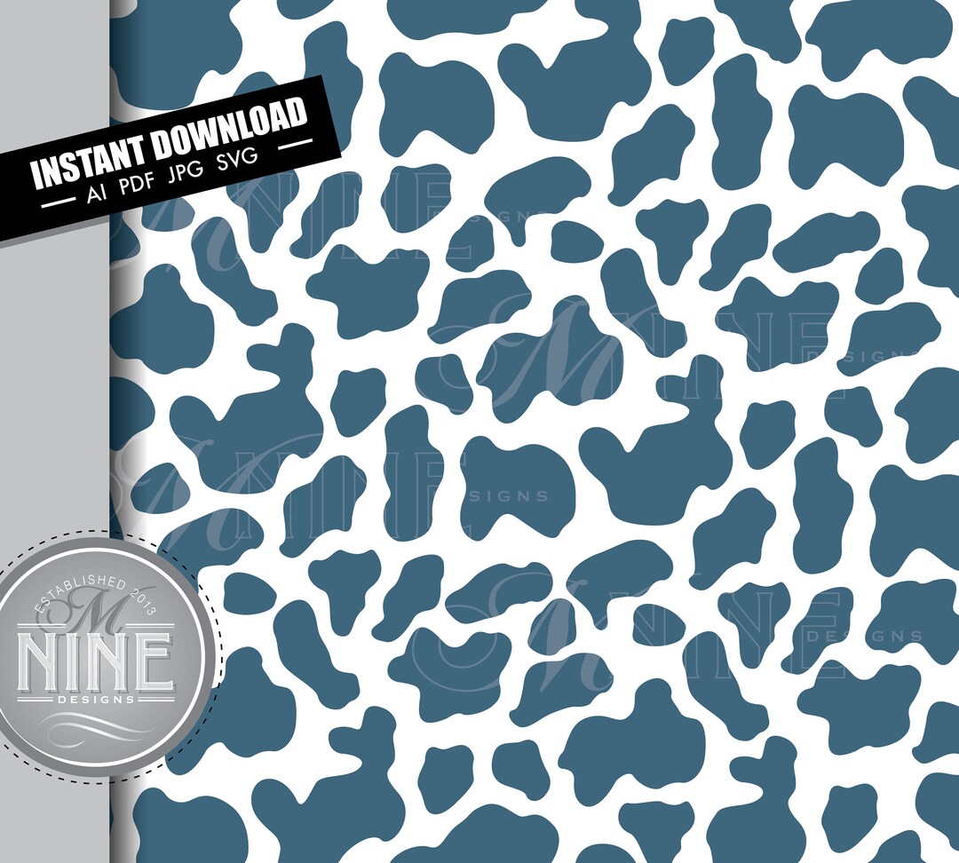 Cow Print Svg Seamless Cow Print Pattern Svg Dusty Blue Cow Print Cut ...